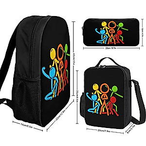 Alan_Becker 3 Piece Backpack Set Laptop Rucksack & Insulated Lunch Bag & Pencil Case 3 in 1 Gifts for Boys Girls