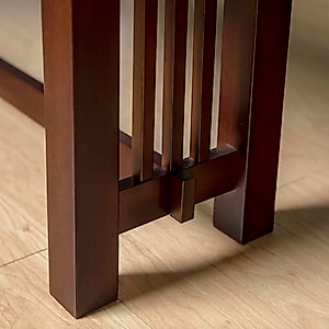 Walker Edison 3 Person Wood Dining Bench Armless Kitchen Table Set Dining Chairs, 60 Inch, Brown