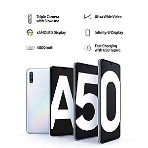 SAMSUNG Galaxy A50 A505G 64GB Duos GSM Unlocked Phone w/Triple 25MP Camera - (International Version, No Warranty) - Blue