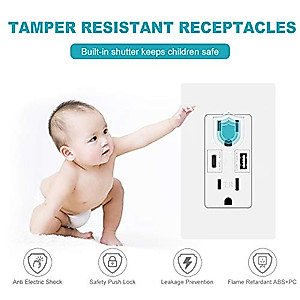 USB C Outlet PD, Power Delivery 24W Fast Charging Capability, Child Proof Safety Receptacles 15 Amp, Tamper Resistant Wall Charger for iPhone 14 Pro Max UL Listed Micmi (USB c PD 2pack)