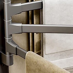 BestAlice Swivel Towel Rack for Bathroom, 12 Inch Stainless Steel 4-Arm Towel Bar, 180 Degree Rotation Space Saving Wall Mounted Towel Holder with Hook for Bathroom, Kitchen