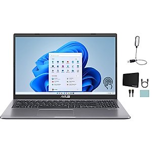 ASUS Vivobook 15 Laptop, 15.6" FHD Touchscreen, Intel Core i5-1135G7, 12GB RAM, 1TB PCIe SSD, Webcam, Wi-Fi 5, Numeric Keypad, Windows 11 Home, Grey + Accessories
