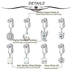 Masedy 8 Pcs Fake Belly Clip on Dangle Belly Button Rings Faux Navel Ring for Women Non Piercing Body Jewelry S