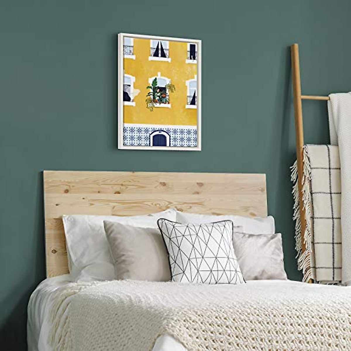 Kate and Laurel Sylvie Lisbon Framed Canvas Wall Art by Maja Tomljanovic, 18x24 White, Colorful Feminine Art Decor