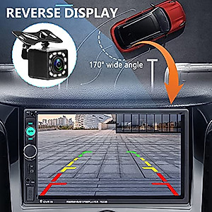 Podofo Car Stereo 2 Din Car Radio 7 Inch MP5 Player with HD Touch Screen Digital Display Bluetooth Multimedia support USB SD Aux-in Double Din Autoradio Mobile Phone Interconnection with Backup Camera