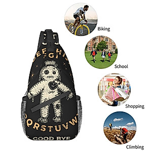 SWEET TANG Casual Sling Backpack Chest Shoulder Ouija Board With A Voodoo Doll Occultism Set Crossbody Backpack, Unbalance Gym Bag Travel Bag Outdoor Hiking Daypack for Men Women Boys
