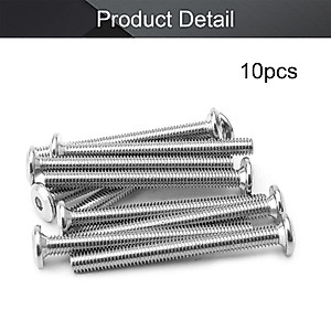 MroMax 10Pcs M6 x 60mm Flat Head Hex Socket Cap Screws Bolts, Nickel Plated Carbon Steel Fully Threaded Furniture Screws for Assemble Cabinets, Baby Beds, Tables and Chairs