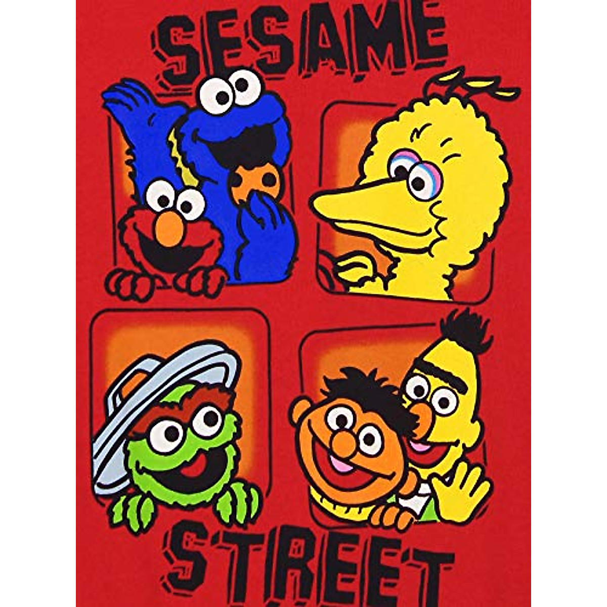 Sesame Street Gang Baby Toddler Boy's Girl's Short Sleeve T-Shirt Tee (Sesame Street Red, 2T)