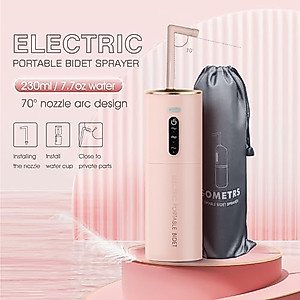 Electric Portable Bidet, Portable Travel Bidet Sprayer Toilet with USB Cable, More Convenient & Easy to Use for Camping/Travel/Home/Car (Pink)