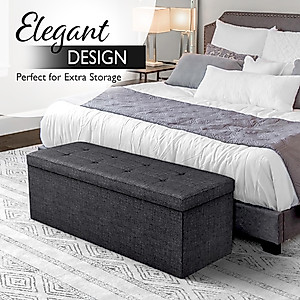 Lifetime Home 43" Folding Storage Ottoman Bench for Living Room, Bedroom, TV Entertainment - Bedroom Bench with Hidden Storage, Foot Rest Stool - 660 Capacity & Holds up to 5.6 Cubic Feet of Storage