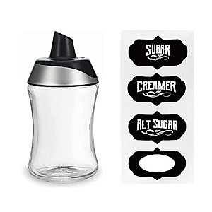 Ginger Ponds Stainless Steel Improved Design Upgraded Sugar or Creamer Dispenser & Shaker with Labels for Beverages and Cooking Cream Dispenser for Coffee Bar Accessories and Organizer