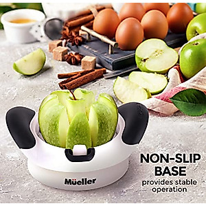 Mueller SpeedSlice Apple and Pear Slicer Corer, Heavy Duty, Attached Safety Cover Protects Fingers while In-Use and Blades while in Storage