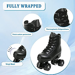 Jessie PU Leather Roller Skates Roller Skates for Women Outdoor and Indoor Adjustable Four-Wheel Premium Roller Skates for Women Men Boys and Girls
