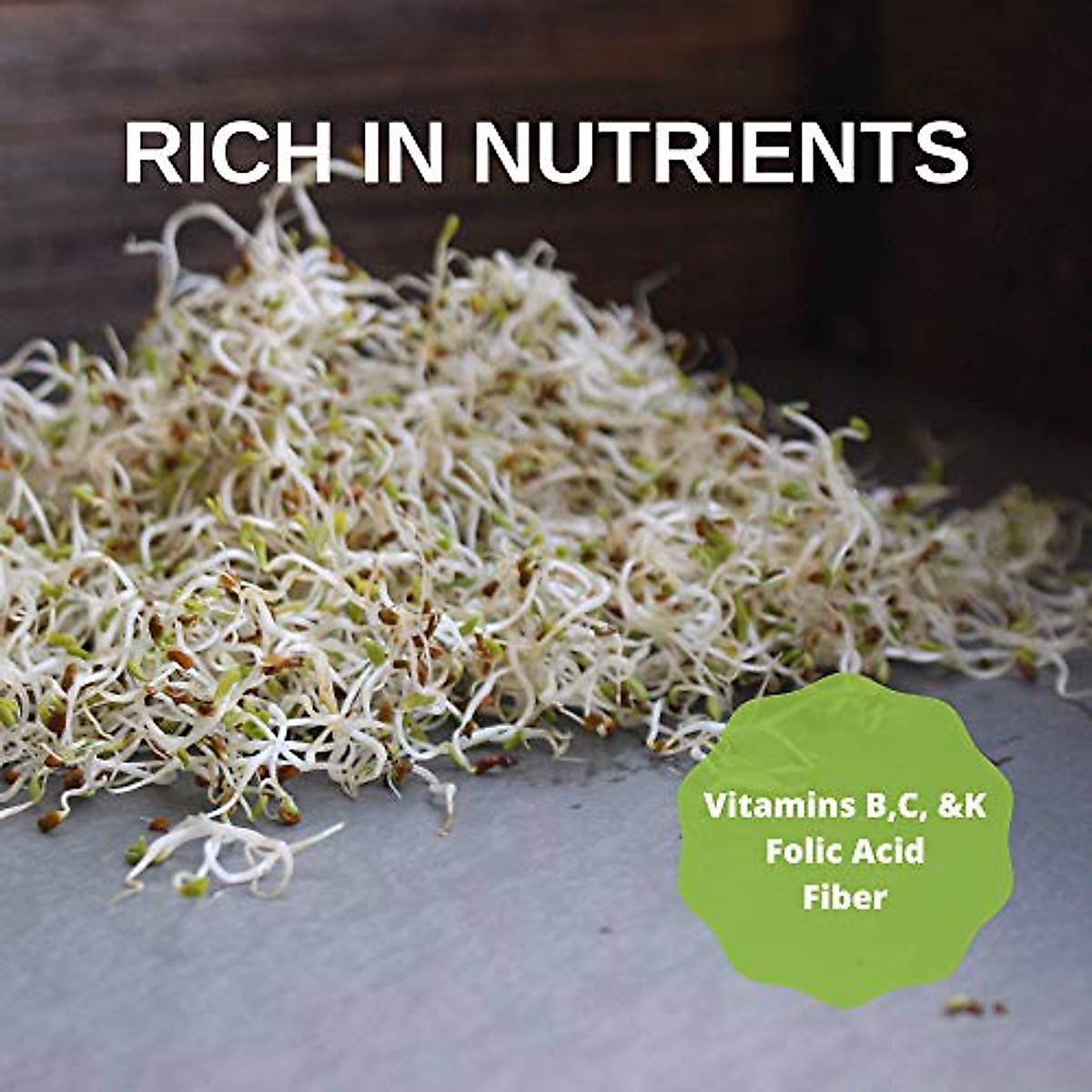 Certified Organic Alfalfa Sprouting Seed- 8 Oz - Handy Pantry Brand - High Sprout Germination- Edible Seeds, Gardening, Hydroponics, Growing Salad Sprouts, Planting, Food Storage & More