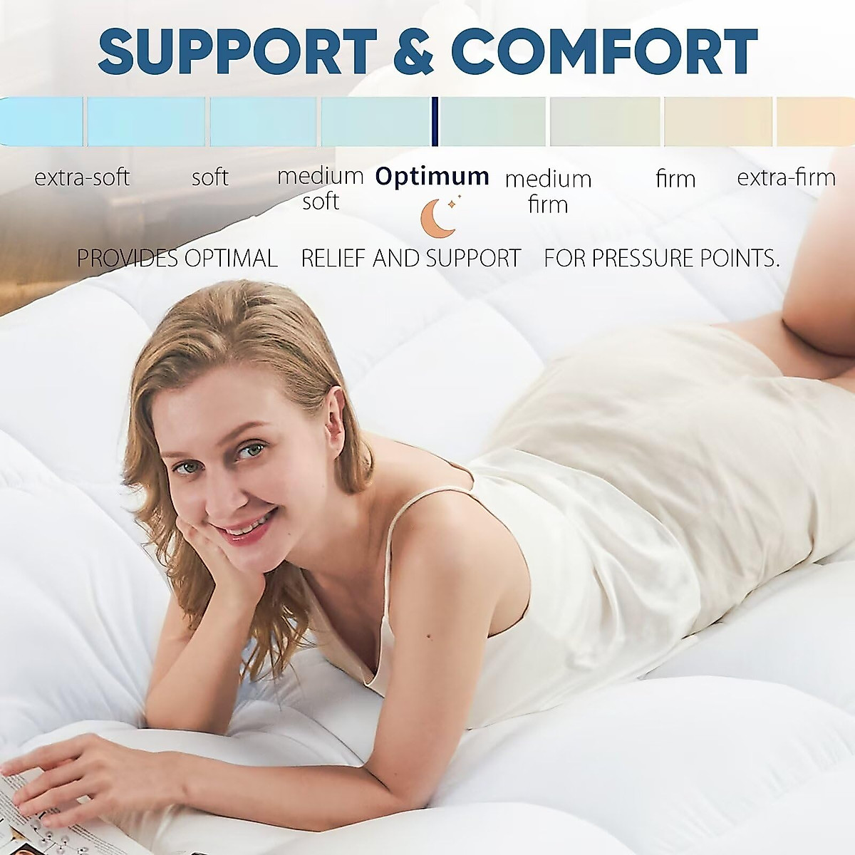 Mattress Topper Cal King Size, CYMULA Cooling Mattress Pad Cover for Bed Back Pain, Extra Thick Pillow top Down Alternative Overfilled Plush with 8-21 Inch Deep Pocket - 72"x84" White