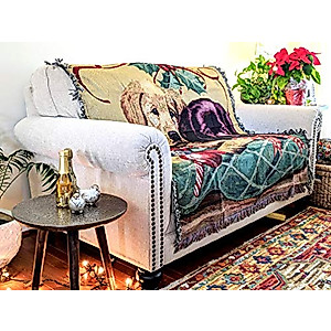 Labrador Retriever Dog Throw Blanket - Tache Adorable Puppy's First Christmas Holiday Animal Lover Gift Decorative Woven Tapestry Dog Throw Blanket, 50" x 60"