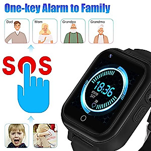 Kids Smart Watch Phone 4G Network WiFi GPS Tracker Children Smartwatch with Two-Way Call Camera SOS Anti-Lost IP67 Waterproof Touch Screen Watch Gift for Boys Girls Birthday Christmas Xmas (Black)