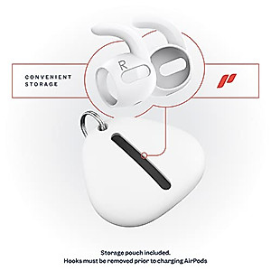 Proof Labs 3 Pairs for AirPods Pro Ear Hooks Covers [Added Storage Pouch] Accessories Compatible with Apple AirPods Pro Generation 1 (White)