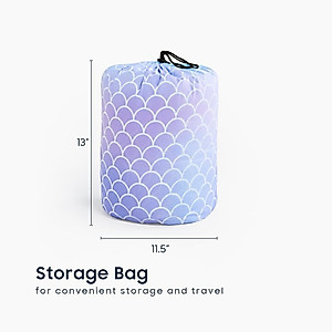 Wake In Cloud - Sleeping Bag Zippered, Nap Mat with Matching Pillow for Kids Boys Girls Sleepover Overnight Travel Slumber Bag, Mermaids Scales in Gradient Purple Blue, 100% Soft Microfiber