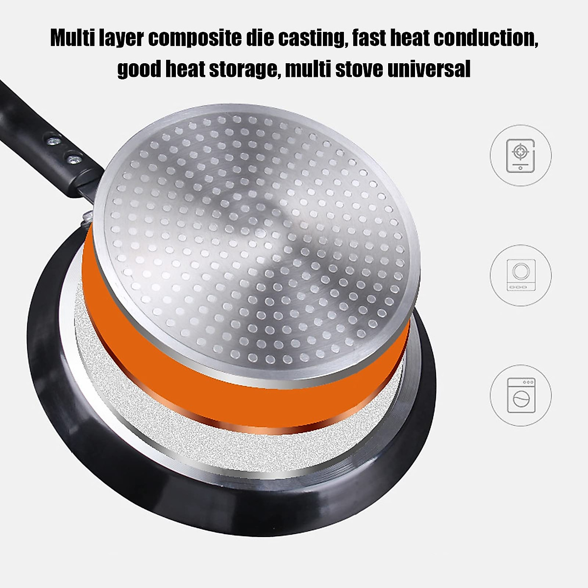 8in Frying Pan Flat Bottomed Pancake Pan, Maifan Stone Frying Pan Induction Cooker Non-stick Pancake for Kitchen Induction Cooker(black)