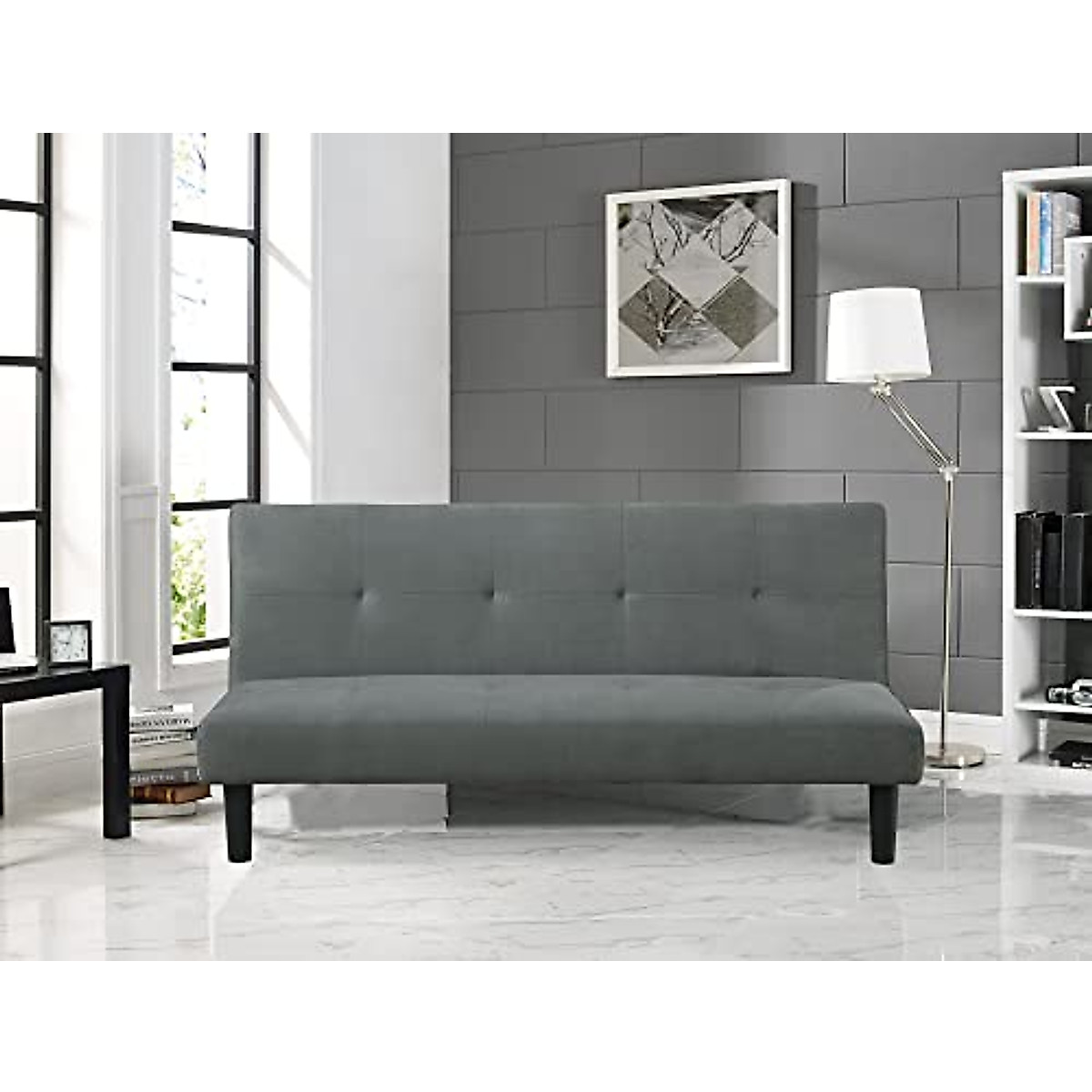 Lifestyle Solutions Erlanger Convertible Sofa, Dark Grey