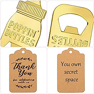 50 Pcs Baby Bottle Opener Baby Shower Party Favor Opener Cute Baby Bottle Shaped Bottle Opener Baby Shower Return Gifts for Guest Wedding Party Souvenir Kids Birthday Party (Gold, Classic Style)