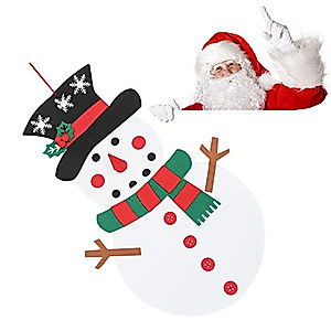 Jauarta Felt Christmas Snowman Set, DIY Wall Hanging Snowman Ornaments Xmas Gifts for Kids (White)