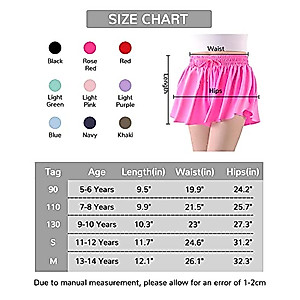 BOOPH Girls Flowy Shorts Athletic Butterfly Shorts Girls with Inner Pockets for Running Tennis Rose Red 13-14Y