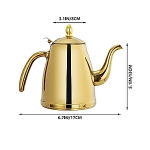 Luxshiny Stainless Steel Tea Pot Stove Top Gooseneck Kettle Pour Over Coffee Kettle Hot Water Heater Boiler Olive Oil Dispenser Olive Oil Dispenser for Loose Leaf 1.5L