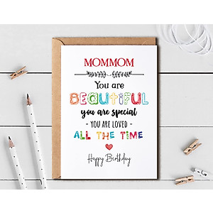 Mommom You Are Beautiful You Are Special - Mommom Birthday Card Poem Card For Mommom - Birthday Card For Mommom - Card For Mommom