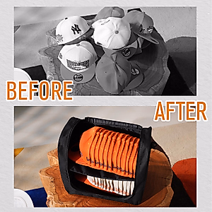 SCAVATA Large Hat Bag for Baseball Caps, Hat Organizer Bag for Traveling & Moving, Storing Snapback Cap, Portable Hat Carrier Holder Case for 20-24 Caps (Black)