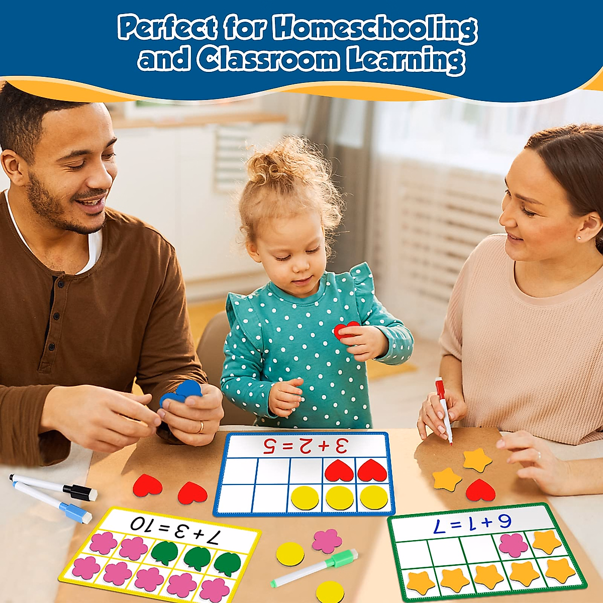 Torlam Magnetic Ten Frame Set, Math Games for Kids Math Manipulatives Elementary Kindergarten Preschool Classroom Must Haves, Math Counters Toddler Learning Toys Game for Homeschool Special Education