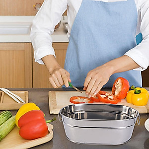 Cabilock Galvanized Metal Tub Stainless- Steel Beverage Tub Drink Tub Ice Bucket Bar Snacks Container Food Serving Tray for Parties