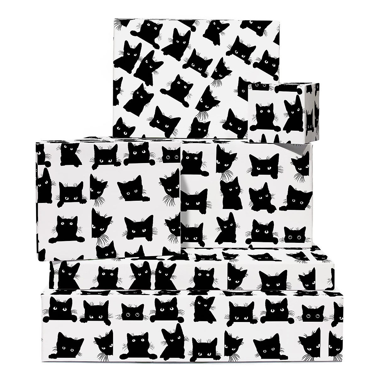 CENTRAL 23 Cat Wrapping Paper - Black Cat - Eco-friendly - 6 Sheets Gift Wrap - For Cat Mom Fur Parent - Comes With Stickers - Gift Wrapping Paper For Christmas Birthday Anniversary Baby Shower