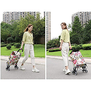 SH-gwtc Shopping Trolley,Foldable Shopping Cart Six Wheels Climbing Trolly/Aluminum Alloy/Waterproof Shopping Bag (Color : A)