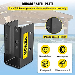 VEVOR Concealed Joist Hanger, 2"x4" Outdoor Accent Concealed-Flange, Pack of 24 Concealed Joist Bracket, Q235 Steel Plate Powder-Coated Concealed Face Mount Joist Hanger for 2"x4" Beam Swing, 3.7"