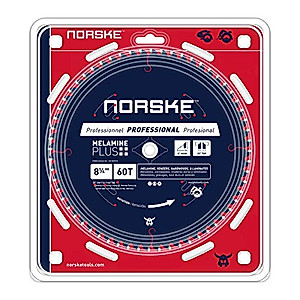 Norske Tools NCSBP272 8-1/4 inch 60T Melamine Plus Saw Blade for Ultra-Smooth Cutting of Melamine, Laminates, Hardwoods and Laminate Flooring 5/8 inch Bore with Diamond Knockout