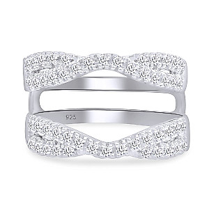 AFFY 1.00 Ct. Double Infinity Wedding Ring Guard Enhancer In 14k White Gold Plated 925 Sterling Silver with Cubic Zirconia Ring Size-7