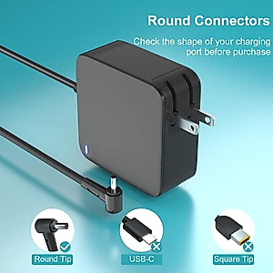 Eaneey 65W Laptop Charger for Asus Vivobook Q504U Q302L X540S X553 x540 UX330 UX330U UX360 UX360C UX305 ZenBook Adapter Power Cord Flip TP401C TP401NA TP410 TP410U TP412F TP412U TP501 TP501U TP501UA