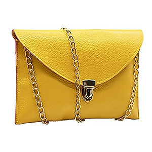 AMAZE Fashion Women Handbag Shoulder Bags Envelope Clutch Crossbody Satchel Tote Purse Leather Lady Bag (Yellow)