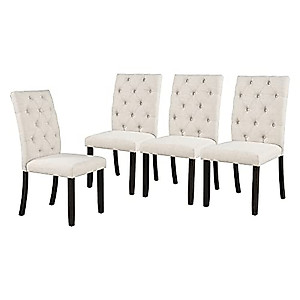 Goohome 6-Piece Farmhouse Kitchen Dining Set, Mid-Century Wood Rectangular Table, 4 Flannelette Upholstered Chairs and Bench Family Furniture, for Home, Apartment, Espresso