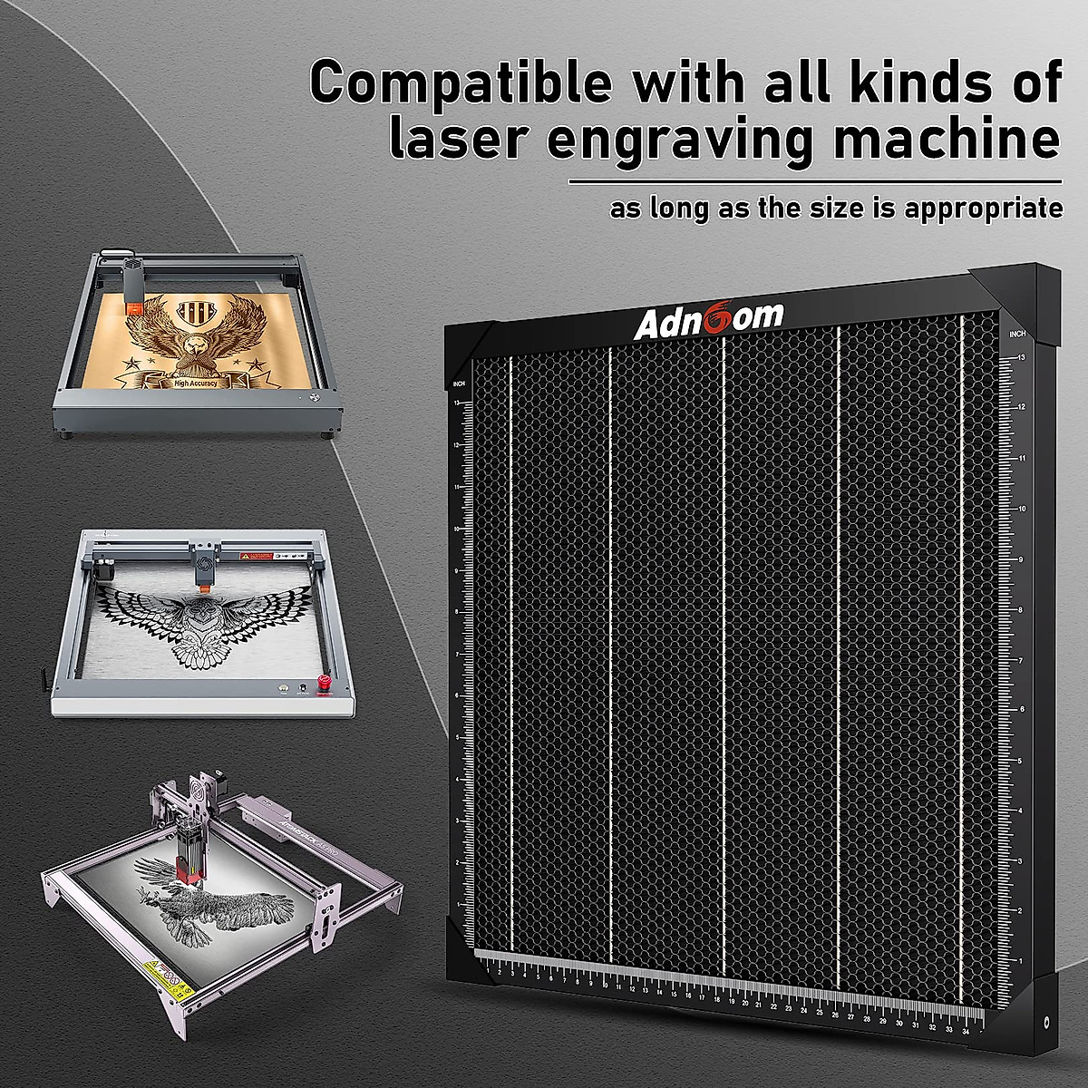 Honeycomb Laser Bed, ADNOOM 15.7” x15.7” Galvanized Iron Honeycomb Working Panel, Laser Cutter Honeycomb Working Table with Aluminum Plate for Fast Heat Dissipation and Desktop-Protecting (400 x400mm)