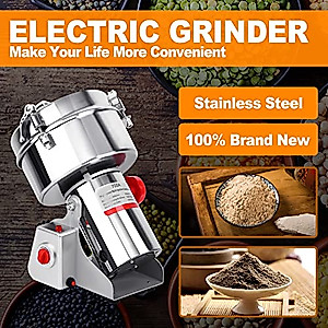 Samger 70-300 Mesh Electric Grain Miller Grinder 700g 1800W Stainless Steel High Speed Spice Grinder Pulverizer 28000RPM Commercial Powder Machine for Coffee Bean Nut Herb Wheat Pepper