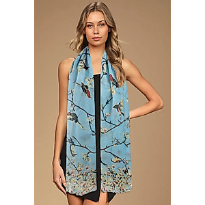 GERINLY Scarfs for Women Lightweight Birds Florals Scarves for Summer Outfits Accessories Head Wear Shawl