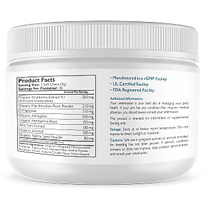 Nutrition Strength Dog Incontinence Support, Extra Strength Supplement for Dog Bladder Health, Organic Support for Dogs Leaking Urine, Promotes Dog Bladder Control, 30 Soft Chews