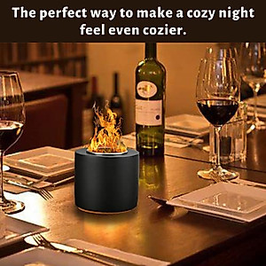 Tabletop fire Pit | Smores Maker Mini Indoor Fire Pit- Portable Table Top Fire Pit Bowl with Roasting Forks and Cork Pad -Tabletop Mini Indoor Fireplace -Small Fire Pit (Black)