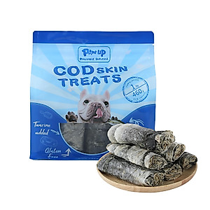 PAWUP Cod Skin Dog Treats Natural Fish Skin Roll Dog Snacks w/Taurine, Single Ingredient Cod Skin Chews, Rich in Omega 3, 16.2 oz