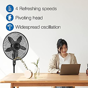 Lasko S18440 Performance 18-inch Oscillating Pedestal Standing Floor Fan with Remote Control and Adjustable Stand for Indoor, Bedroom, Living Room, Home Office & College Dorm Use – Black
