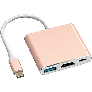 Battony Rose Gold USB C to HDMI Adapter Type-C Multiport AV Converter with 4K HDMI Output USD3.0 & USBC 100W Fasting Charging Compatible for MacBook/Mac Pro Air iPad Pro and more USB-C port Device
