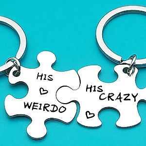 Xiahuyu Gay Couple Gifts for Men His Crazy His Weirdo Keychain Set Gay Pride Gift Gay Boyfriend Gift LGBT Gift Christmas Birthday Gifts Anniversary Valentines Day Gifts for Gay Couple
